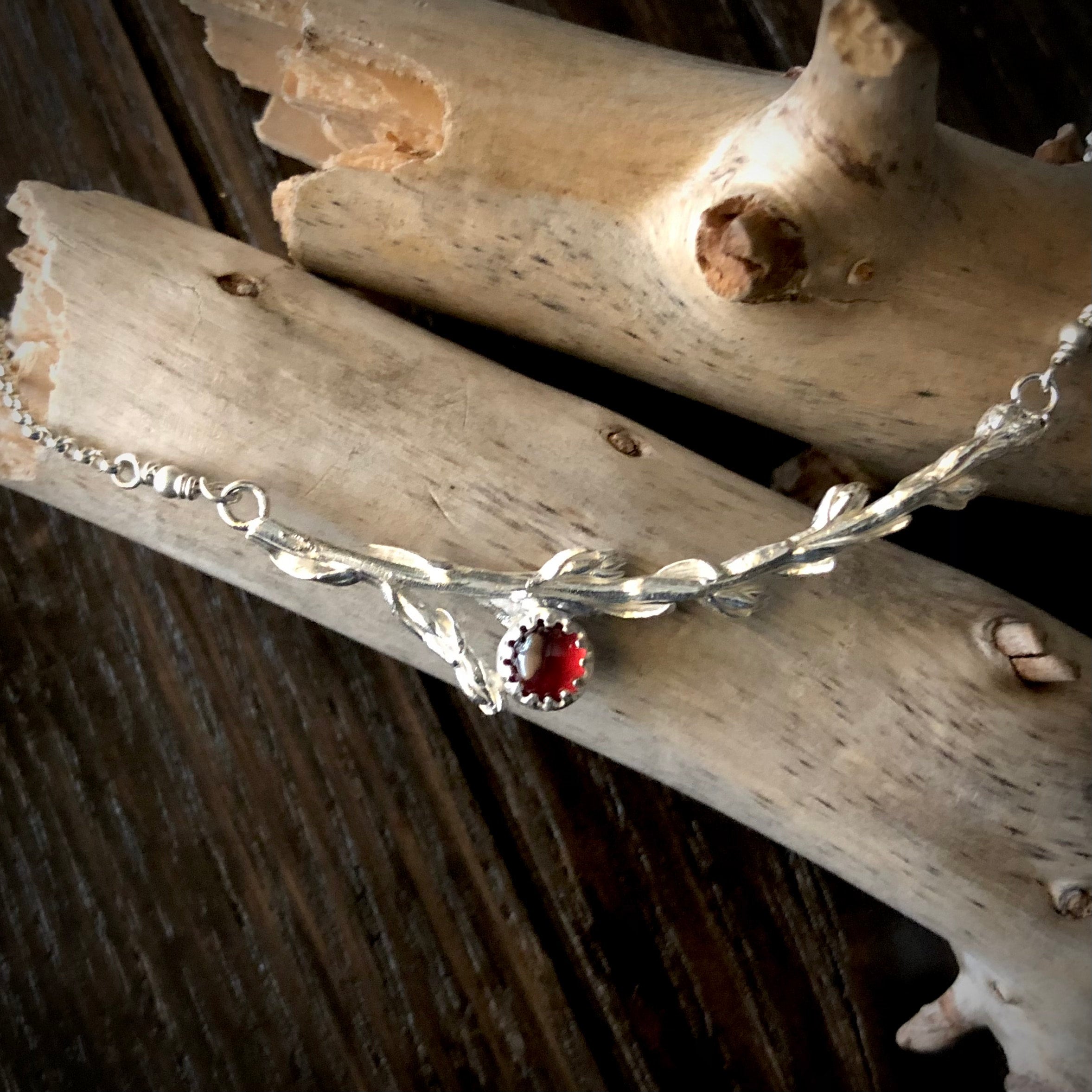 Redwood and Garnet Necklace | Yuko K Designs